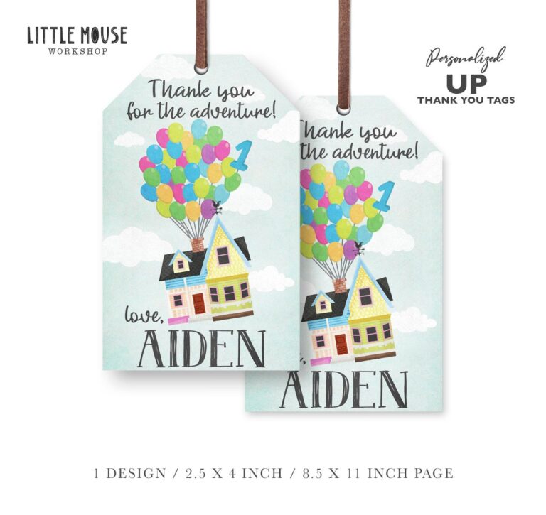 Personalized Up Themed Birthday Favor Tags Featuring Floating House and ...