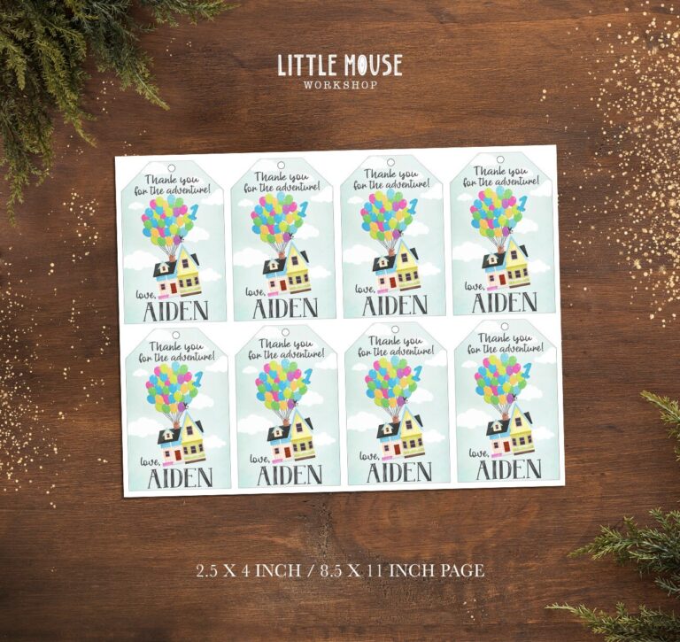 Personalized Up Themed Birthday Favor Tags Featuring Floating House and ...